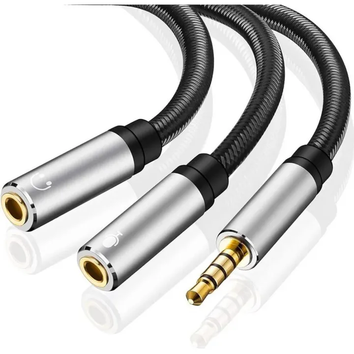 3.5mm Audio Male to Separate Stereo Aux Headphone & Microphone Female Y ...