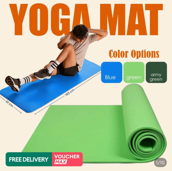 Slip Resistant 6mm Embossed Yoga Mat For Yoga And Stretching | Daraz.com.np