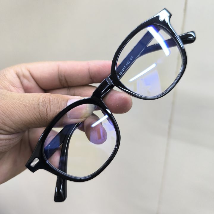 Square Design Blue Ray Cut Black Frame Glass For Women & Men | Daraz.com.np