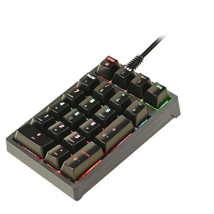 Mini RGB Backlight 21 Keys Numpad Numeric Keypad Number Pad Accounting ...
