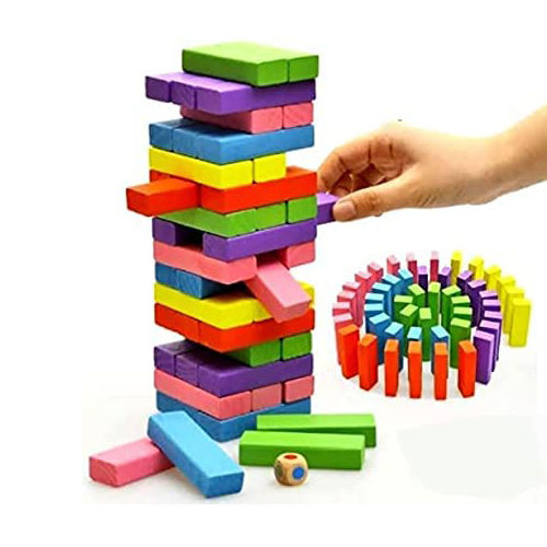 Colorful Wooden 51 Pieces Jenga Stacking Blocks & Balancing Toys ...