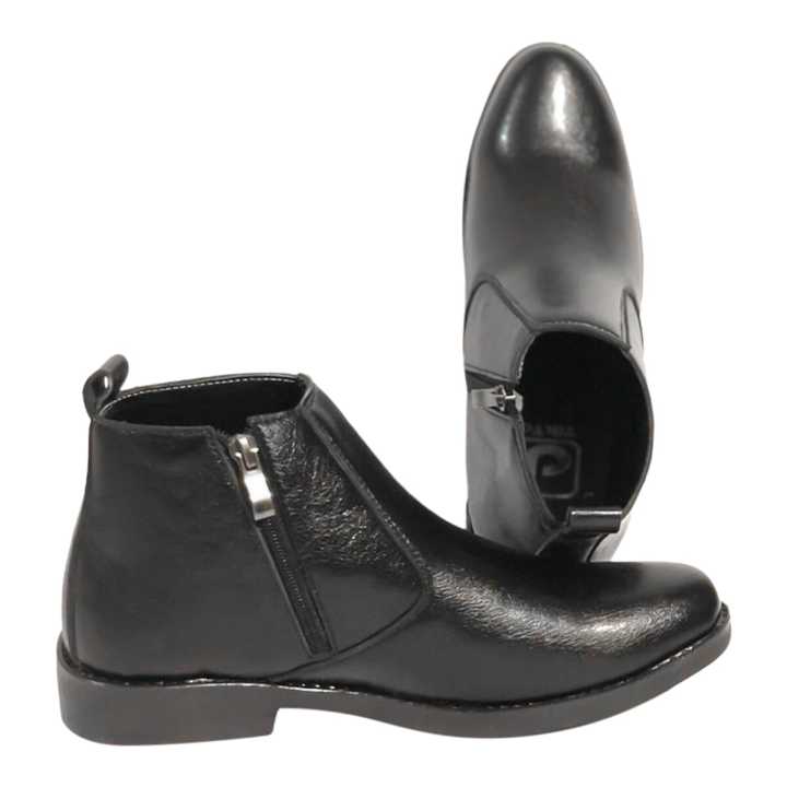 Zip Black Leather Ankle Boots For Men | Daraz.com.np
