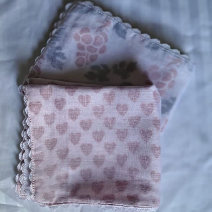 Cotton Hankey, Heart & Grapes Print Small Hankey Set ( 2 in 1) | Daraz ...