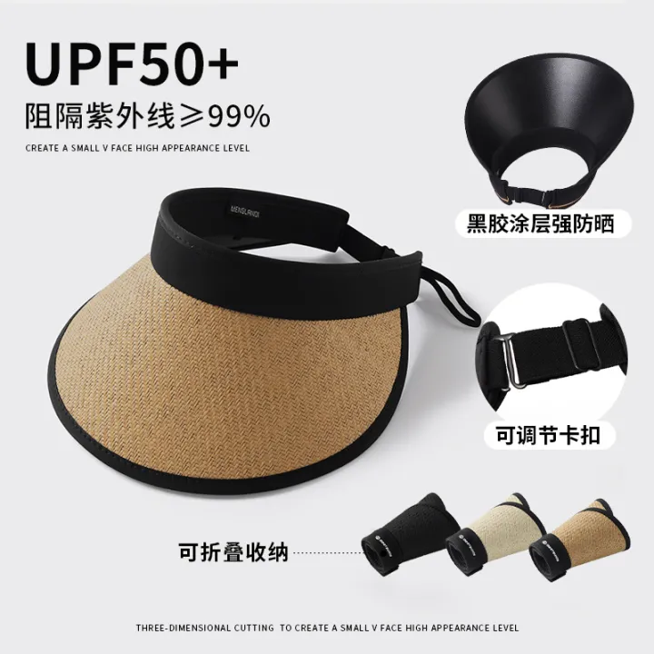 MEETSUNNY vinyl empty top hat women's Korean version of straw outdoor ...