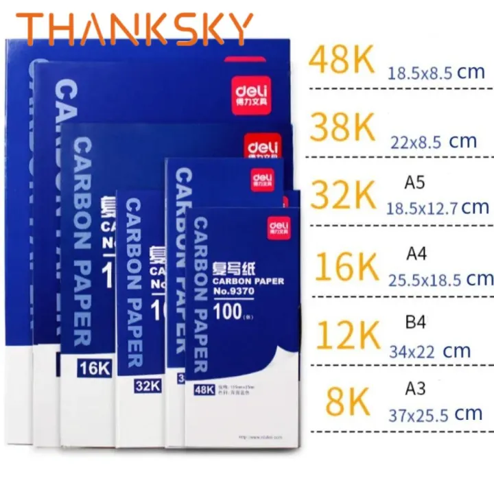 100 Sheets Office Accounting Double-sided Carbon Paper Blue Carbonless ...