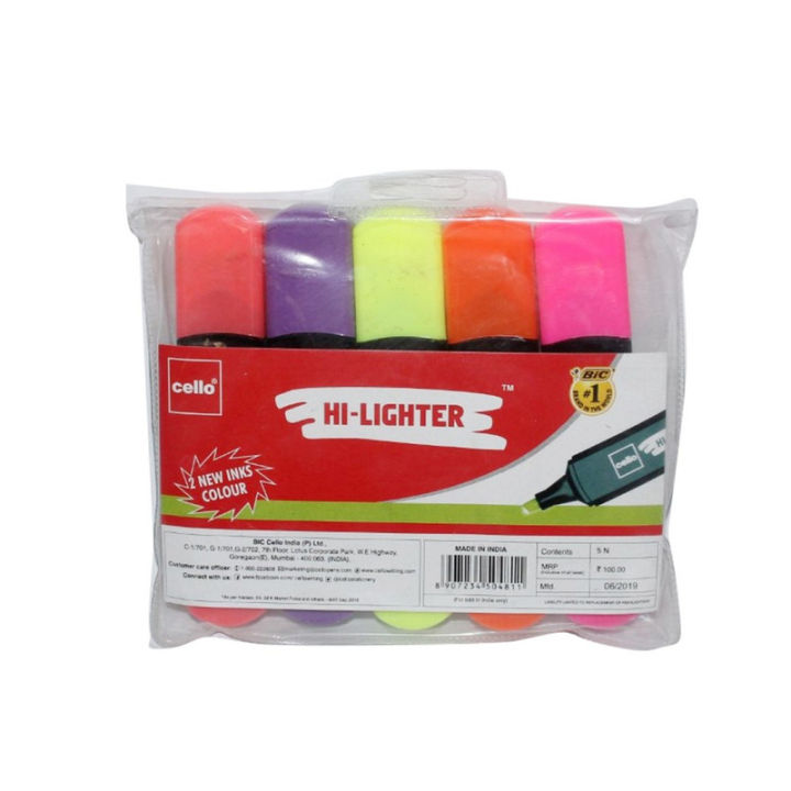 Cello Hi-Lighters - 5 Colors | Daraz.com.np