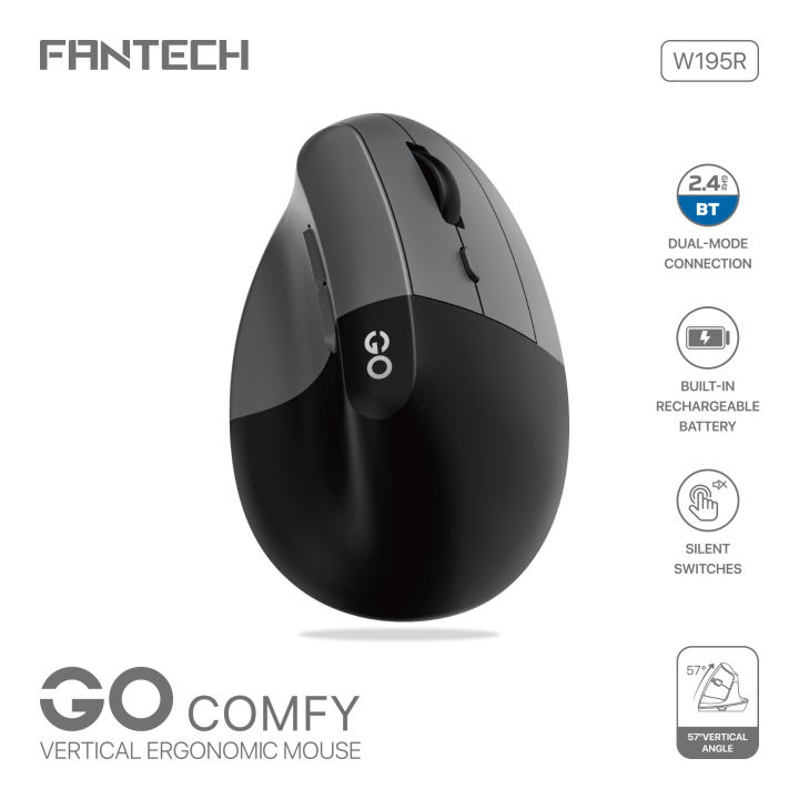 Fantech W195R GO Comfy Mouse Vertical Ergonomic Design Wireless ...