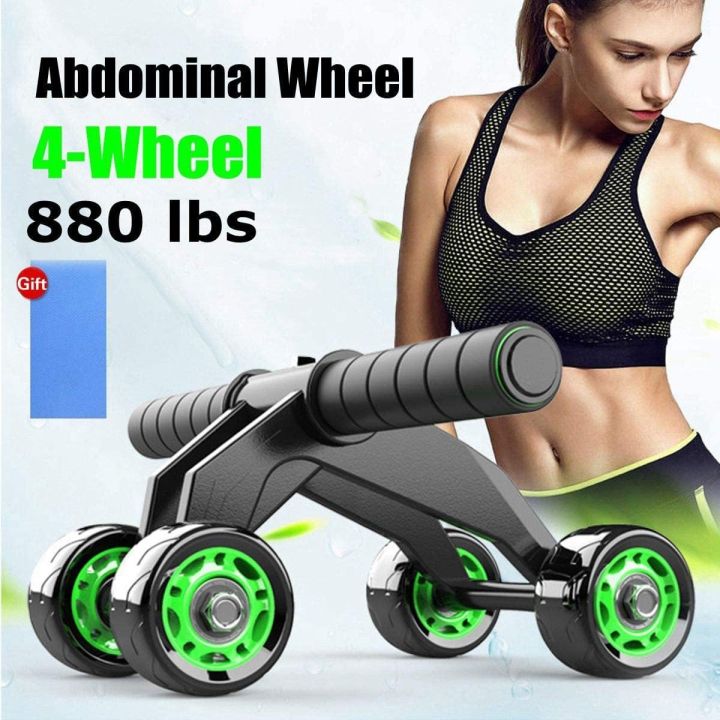 Professional Abs Workout 4 Wheel Ab Roller Perfect Home Gym Equipment ...