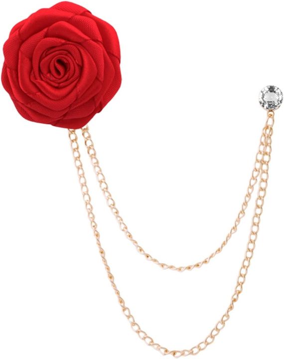 Wedding Brooch Handmade Rose Flower Lapel Pin for Men Alloy and Cloth ...