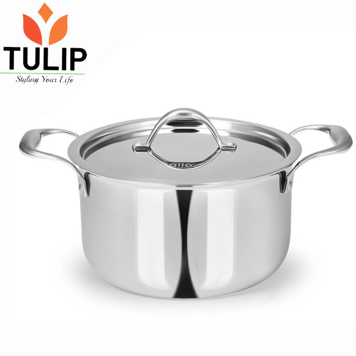 Tulip Try-Ply Steel Cookware 3 Layer Induction Base Stock/Biryani Pot ...