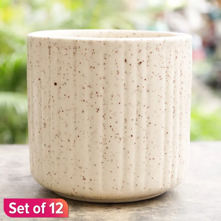 Cream Ceramic Pot 7X7Inch Set Of 12 | Daraz.com.np