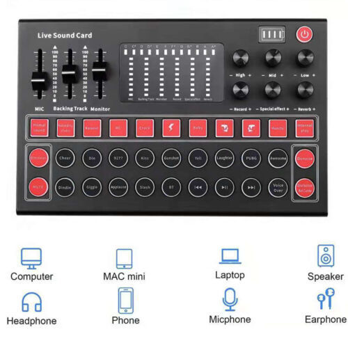 M9 Audio Interface Voice Changer Sound Mixer Board Live Sound Card USB ...