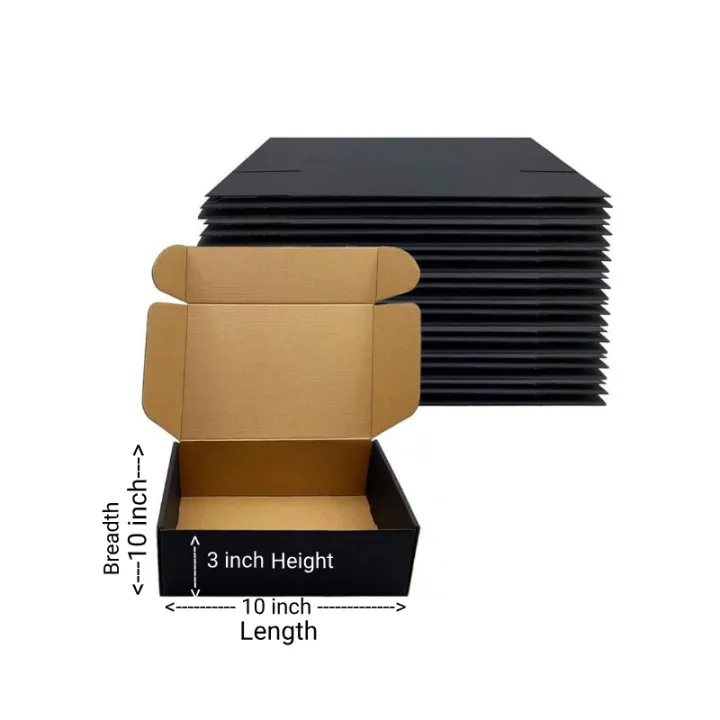 Packing Corrugated Black Box (Pack of 25) 10 x 10 x 3 inches | Daraz.com.np