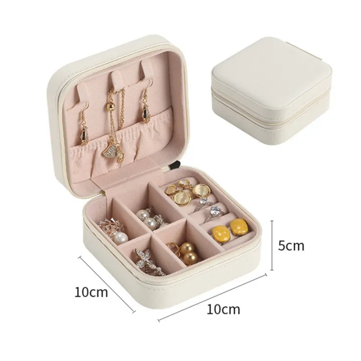 Portable Jewelry Storage Box Travel Organizer Case Leather Storage ...