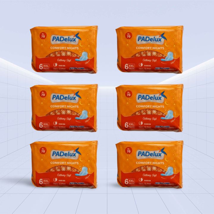PADelux Comfort Nights Sanitary Pads - XXL (6 Pads) | 12-Hour ...
