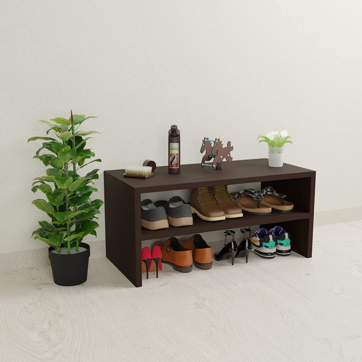 Office Shoe Table Wooden Open Shoe Rack, 2 Tier Shoes Organizer Shelf ...