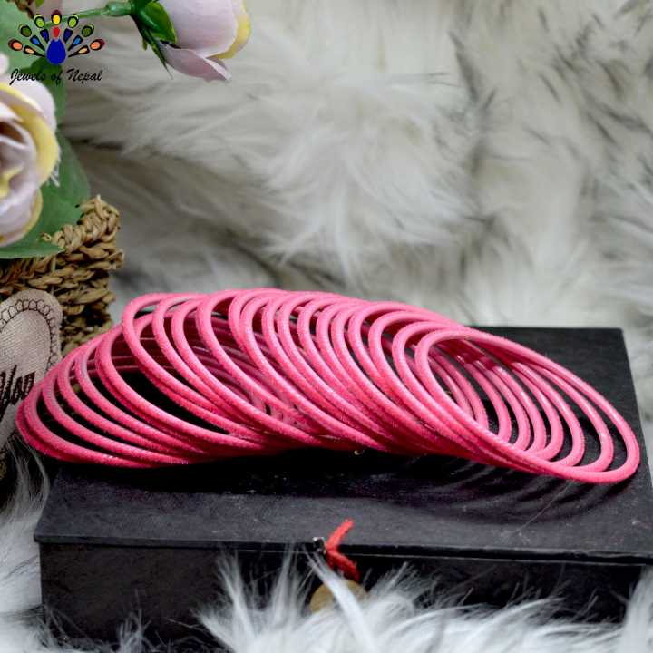 Rose Pink / Gajri Velvet Bangles For Women- 2 dozens (24pcs) | Daraz.com.np