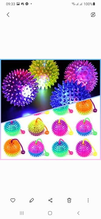 LED Flashing Bouncing Spiky Ball Squeezy Toys by Crown Aquatics | Daraz ...