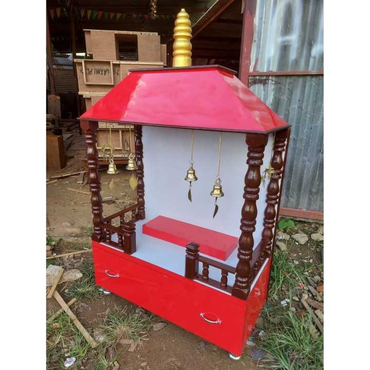 Wooden Portable Floor Rested Pooja Temple Mandir For Home Office with ...