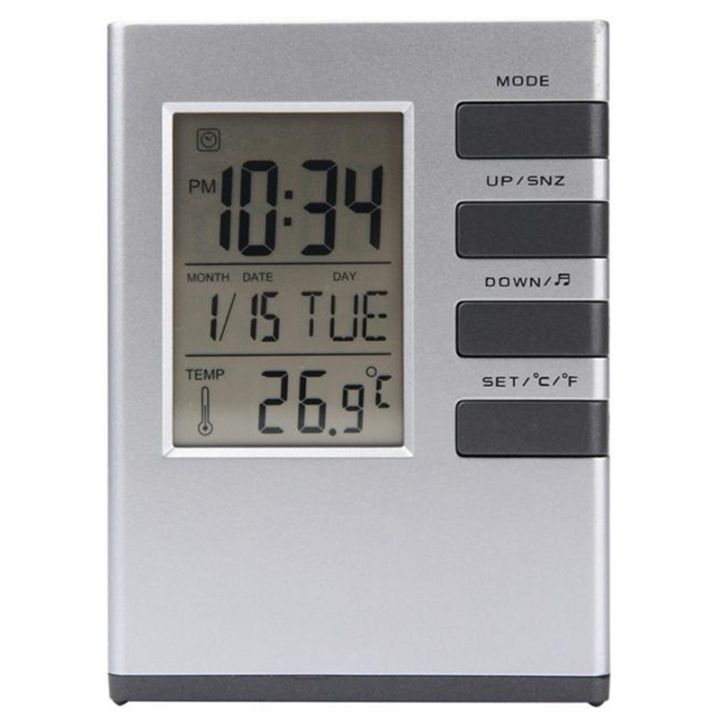 Word Alarm Clock with Pen Holder LED Time Temperature Display Powered ...