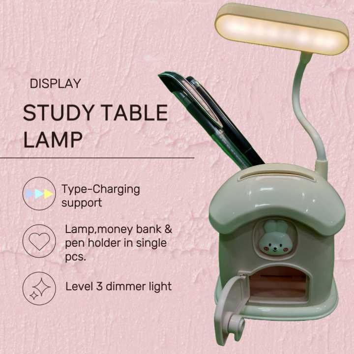 LED Mini Study Tabel lamp with pen container & Money Saving Pot 3 in 1 ...