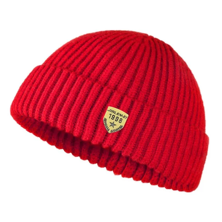 INS Street Style Men Skullcap Cuff Baggy Knitted Bonnet Winter Warm ...