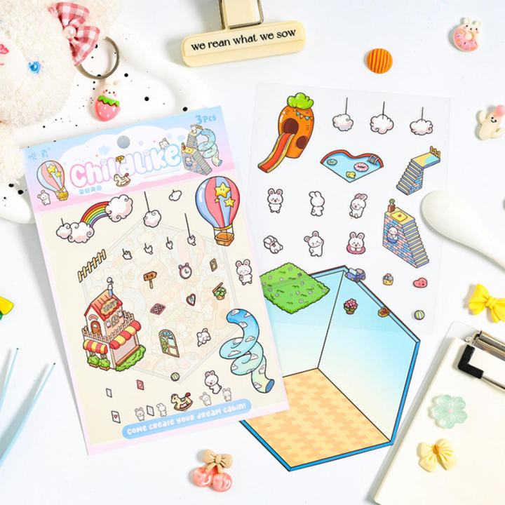 Lovely Miniature Stickers Set Scenic Stickers Decorative 3d House ...