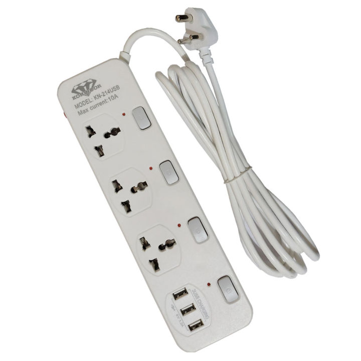 KOHINOOR (KN-214USB) Surge Protector 100% Copper Accessories '3 Port ...