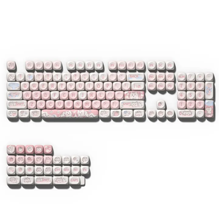 Cat Cartoon Anime PBT Keycaps MOA Profile Compatible for MX Switch ...