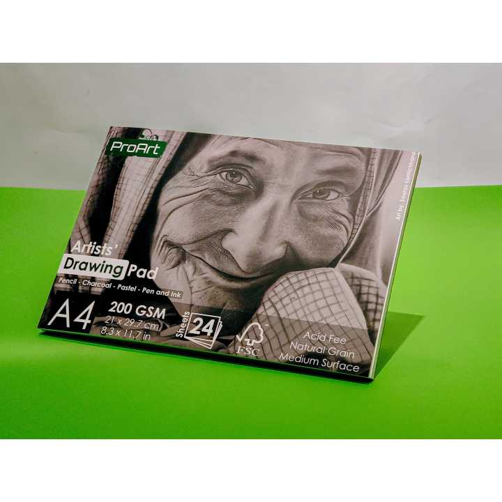 ProArt Artists Drawing Pad 200GSM, A4-24 Sheets (Heavyweight, Medium ...