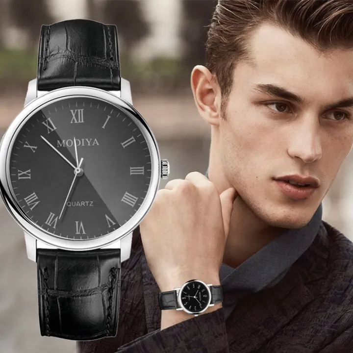 Men Watches Luxury Fashion Design Leather Watch Digital Quartz ...