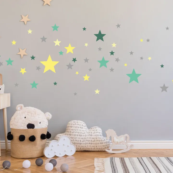 Artsy Home 50 Green and Yellow Star Wall Sticker | Daraz.com.np