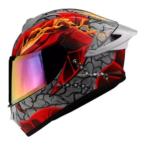 Spyder Spike 2 Full Face Grey Red Single Visor Helmet With Night Vision ...