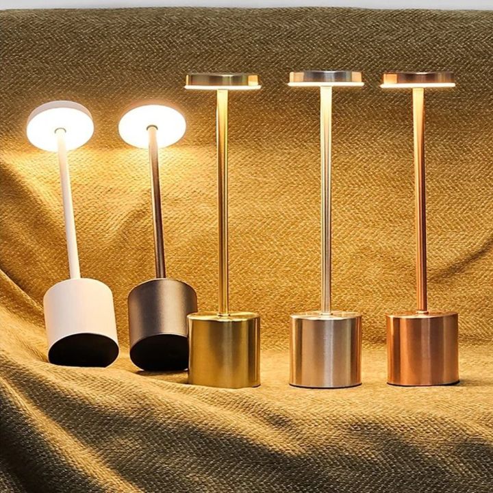 Portable Touch Sensor LED Table Lamp Wireless 3Colors Adjustable ...