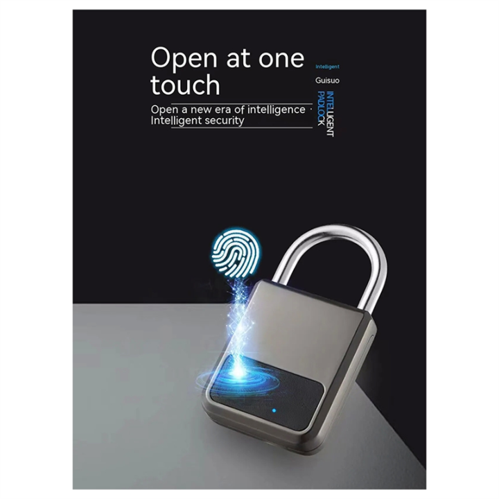Smart Portable Fingerprints Tuya APP Pad Lock with USB Key Support for ...