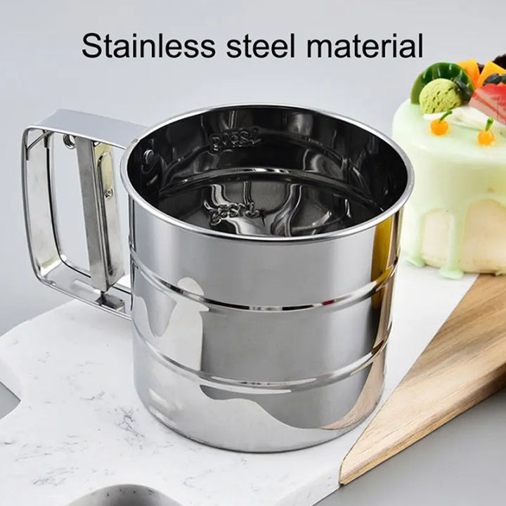 Baking Flour Sifter Food Strainers Powder Stainless Steel Hand-held ...