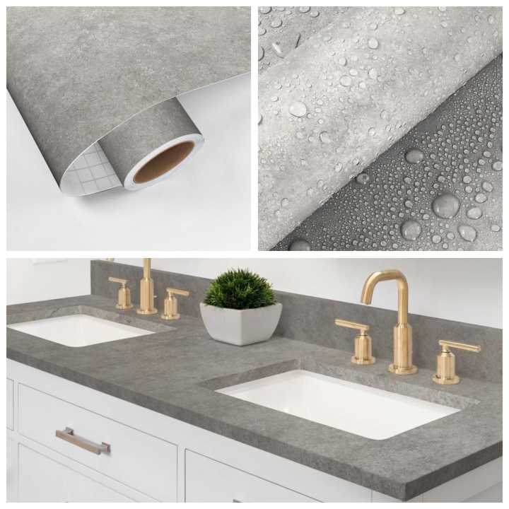 1 meter x 60cm Premium Self-Adhesive Brushed Concrete Furniture ...