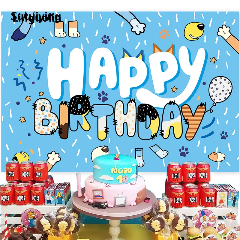 Linguolin Sutuiying 150x100cm Cute Bluey Birthday Party Decoration ...