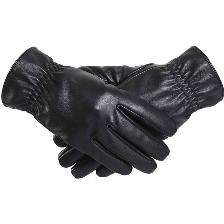 Winter Fashion Thick Outdoor Bike Driving Faux Pu Leather Fur Inside ...