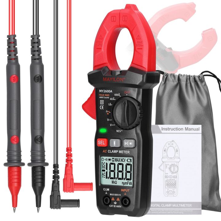 Digital Clamp Meter Multifunction 600V Voltmeter Tester Amp Volt Meter ...
