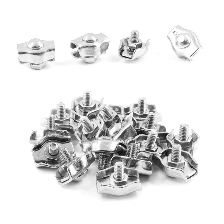 20PCS 1/8Inch M3 Stainless Steel Wire Rope Cable Clip Clamp, M3 Simplex ...