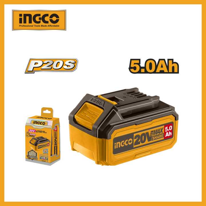 INGCO 20V 5.0Ah Lithium-Ion Battery Pack For All P20S Multiple Tools ...