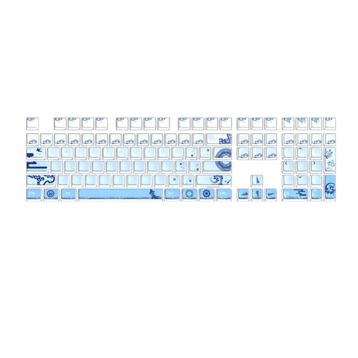 Transparent Blue And White Porcelain Theme Keycaps PBT ASA Profile ...