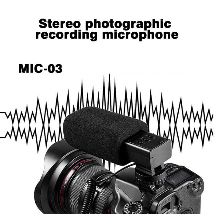 Mic-03 Stereo Recording Microphone 3.5Mm Mic For Dslr Camera Camcorder ...