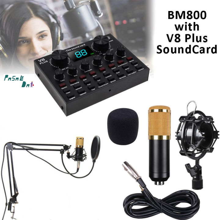 Bm800 Professional Condenser Microphone with V8 Plus Sound Card | Daraz.com.np