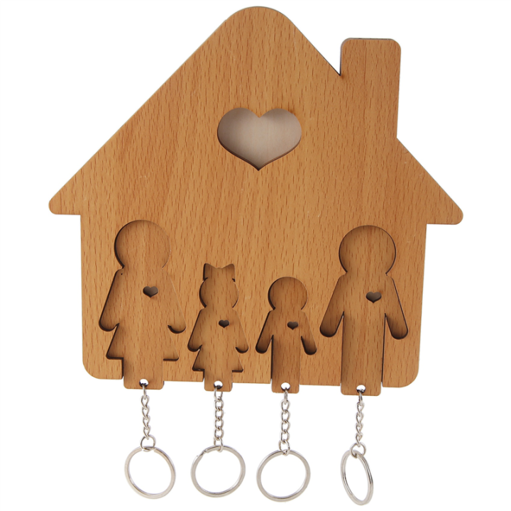 Wood Key Holder Wall-Mounted Key For Wall with Key Hooks family | Daraz ...