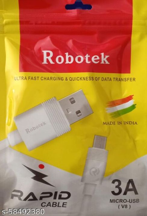 White Robotek Ultra Fast Charging & Quickness Of Data Transfer Micro ...
