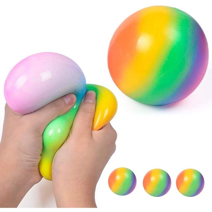 Toy squeeze rainbow ball pressure 9cm color foam PU soft ball toy ...
