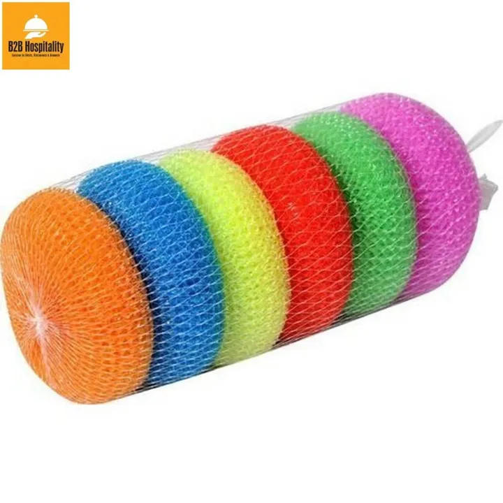 Jali Plastic Scrubber/ Round for Clean Utensils Multicolor Pack Of12Pcs ...