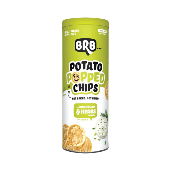 BRB Popped Potato Chips | Not Baked, Not Fried | 85 Grams | Sour Cream ...